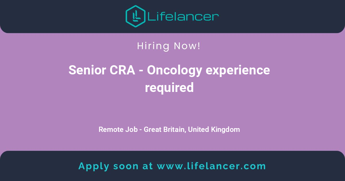 Senior CRA - Oncology experience required - Remote Job at ICON ...