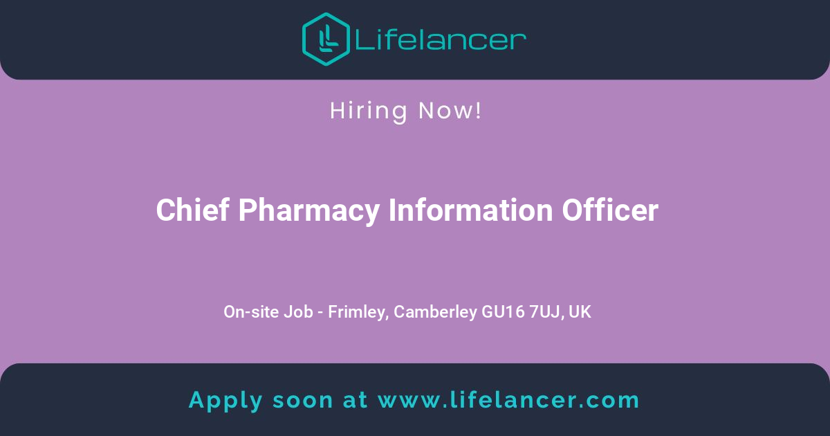 Chief Pharmacy Information Officer - On-site Job at Frimley Health NHS ...