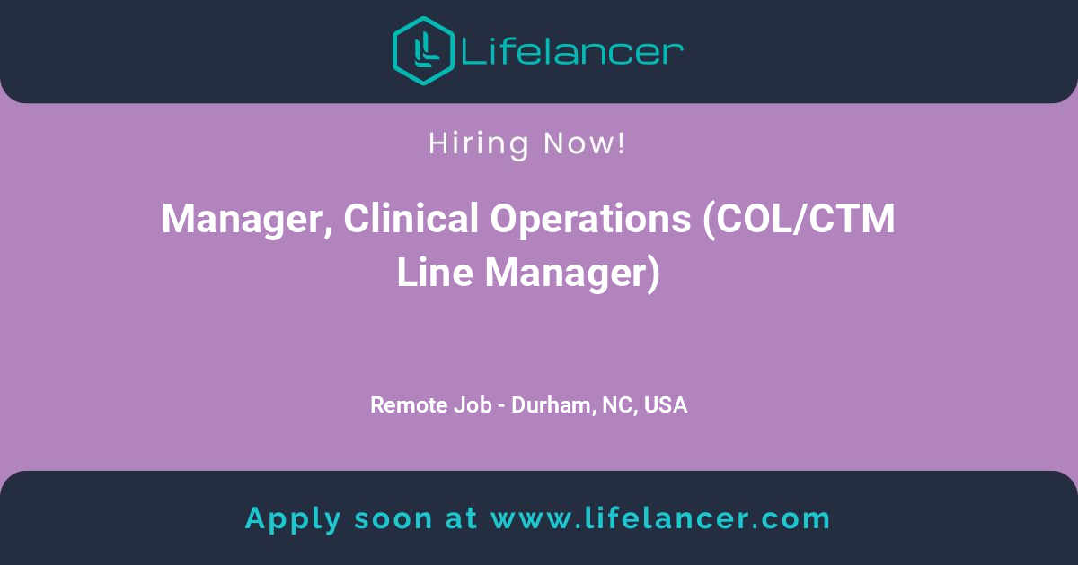 Manager, Clinical Operations (COL/CTM Line Manager) - Remote Job at ...