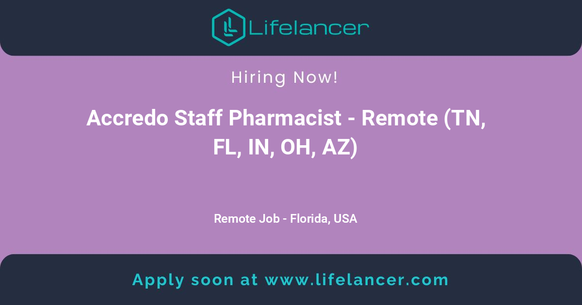Accredo Staff Pharmacist - Remote (TN, FL, IN, OH, AZ) - Remote Job at ...