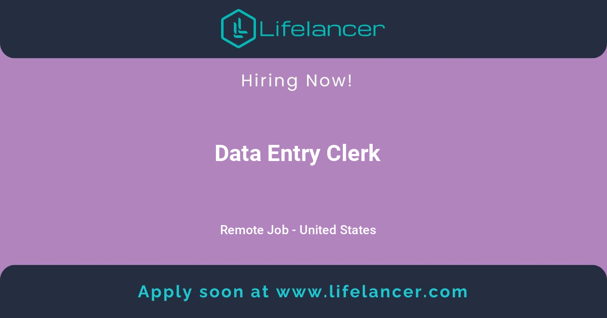 Data Entry Clerk - Remote Job at Talentify.io | Lifelancer